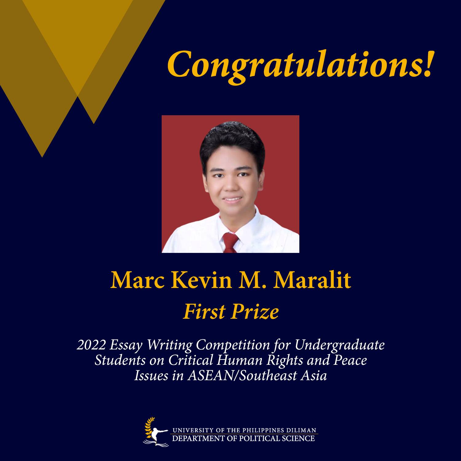 Congratulations, Mark Maralit! – Department of Political Science ...