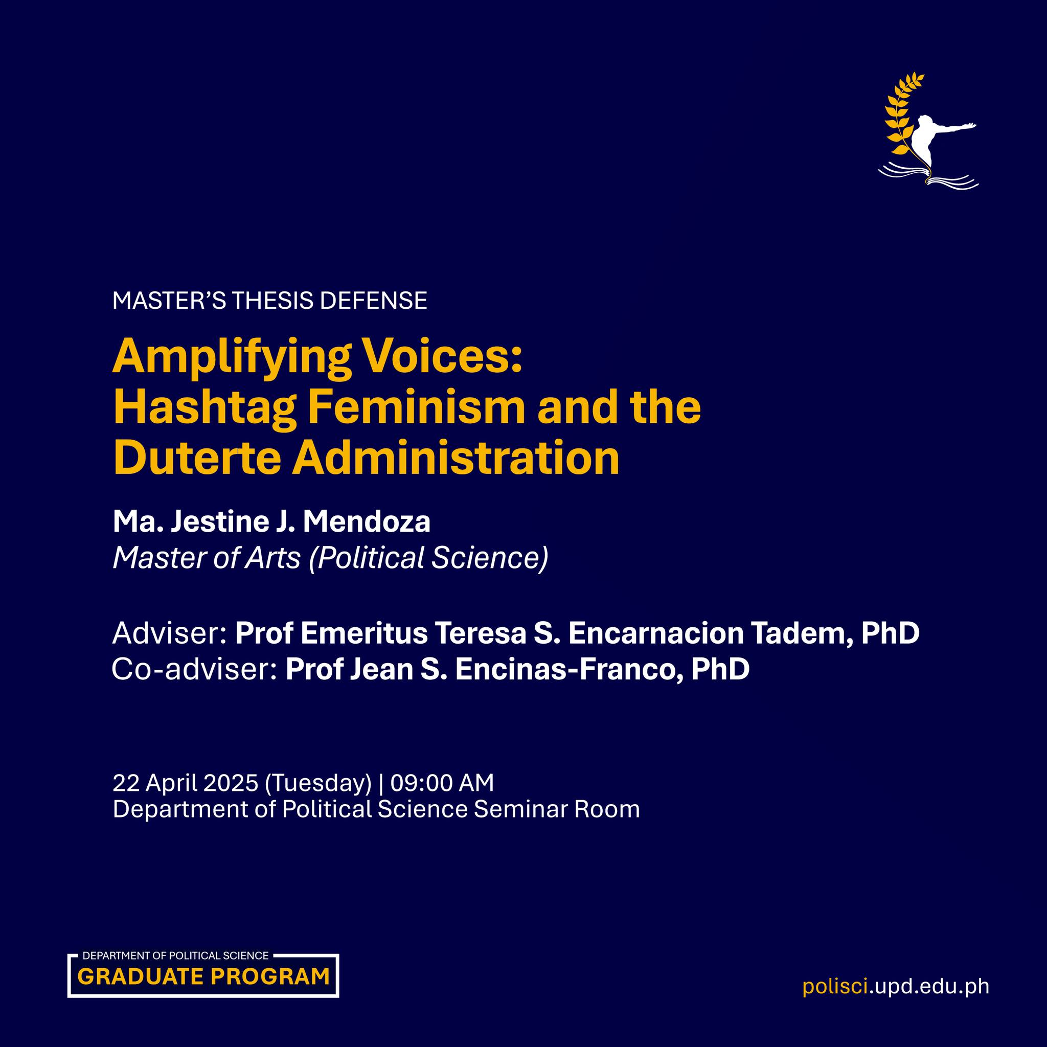 Thesis defense announcements (Second Semester, A.Y. 2024-2025) – UP ...